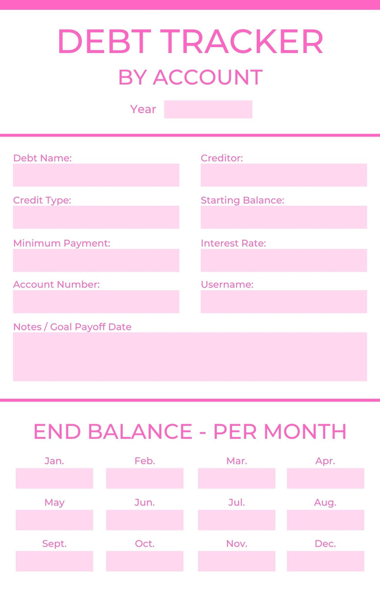 Debt Tracker by Account - Printable – The Budget Empire
