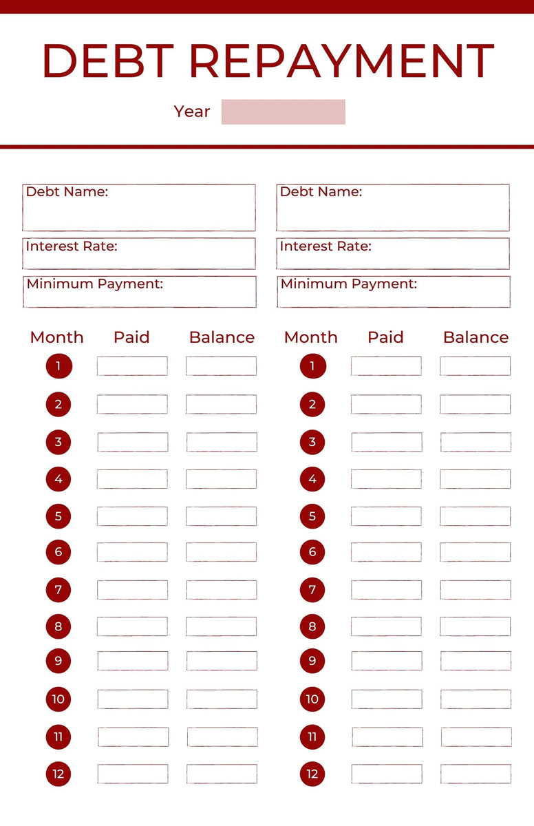 Debt Repayment Tracker - 2 items - Printable – The Budget Empire