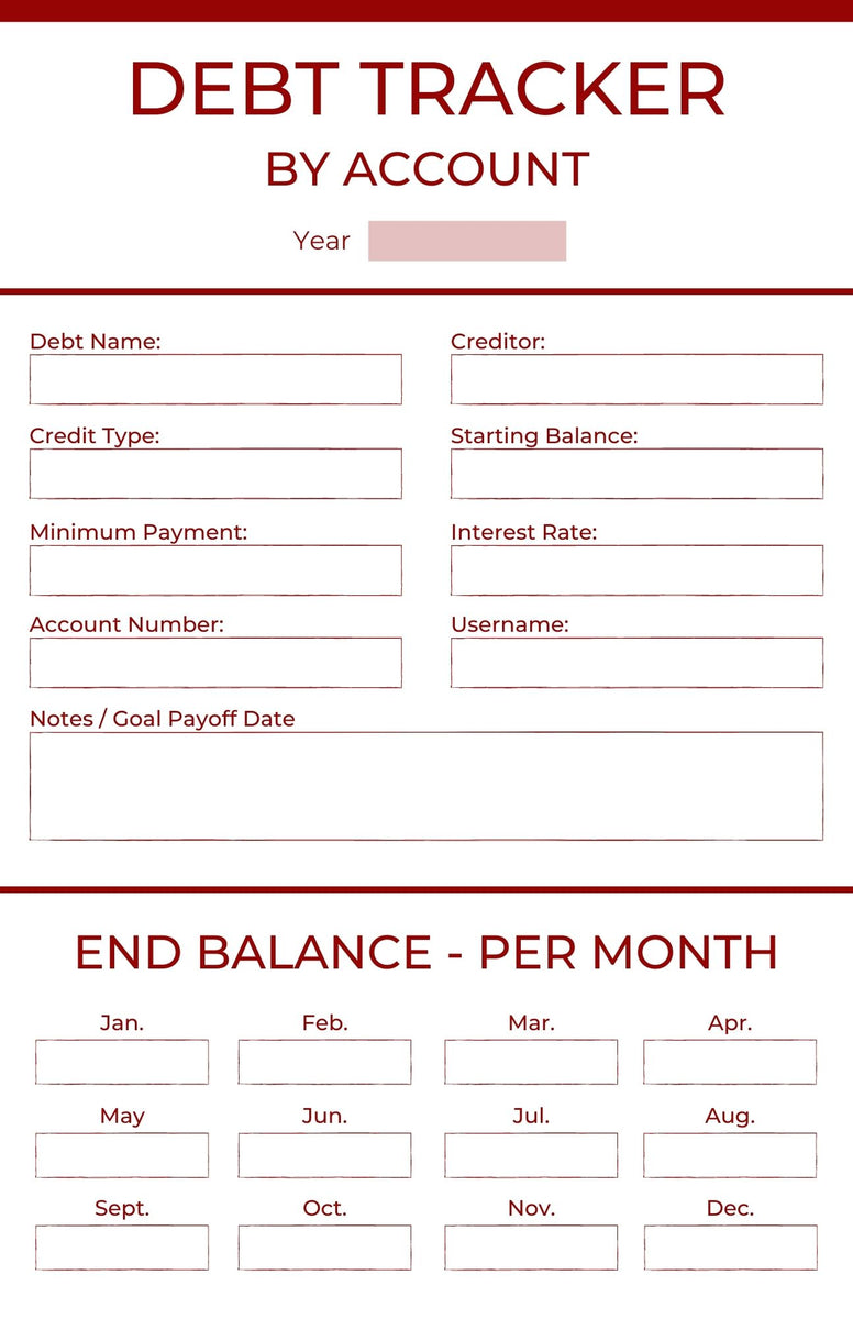 Debt Tracker by Account - Simple - Printable – The Budget Empire